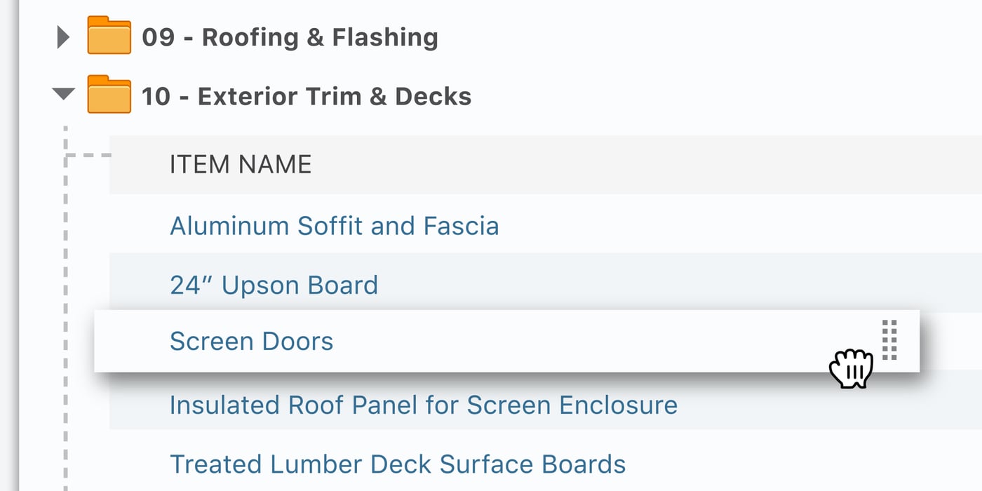 New Drag-and-Drop Reordering for Construction Costbooks and Assemblies