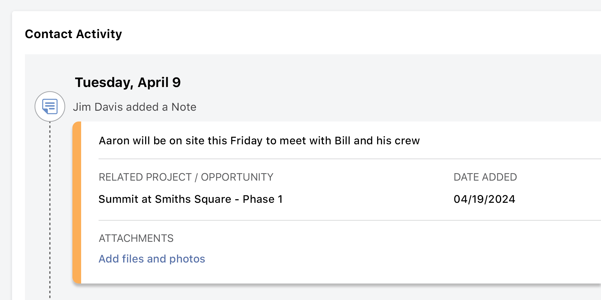 Construction Contact Notes Now Available on Contact Timeline